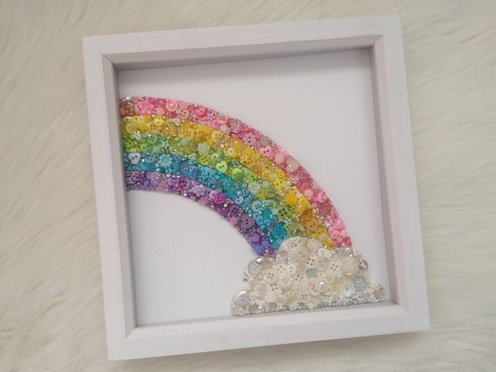Button Art Picture Rainbow Art Home Decor Pastel Rainbow - Etsy