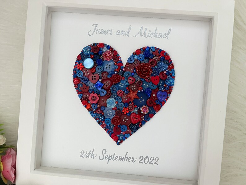 Love Heart Button Art Wedding Picture Personalised Wedding - Etsy