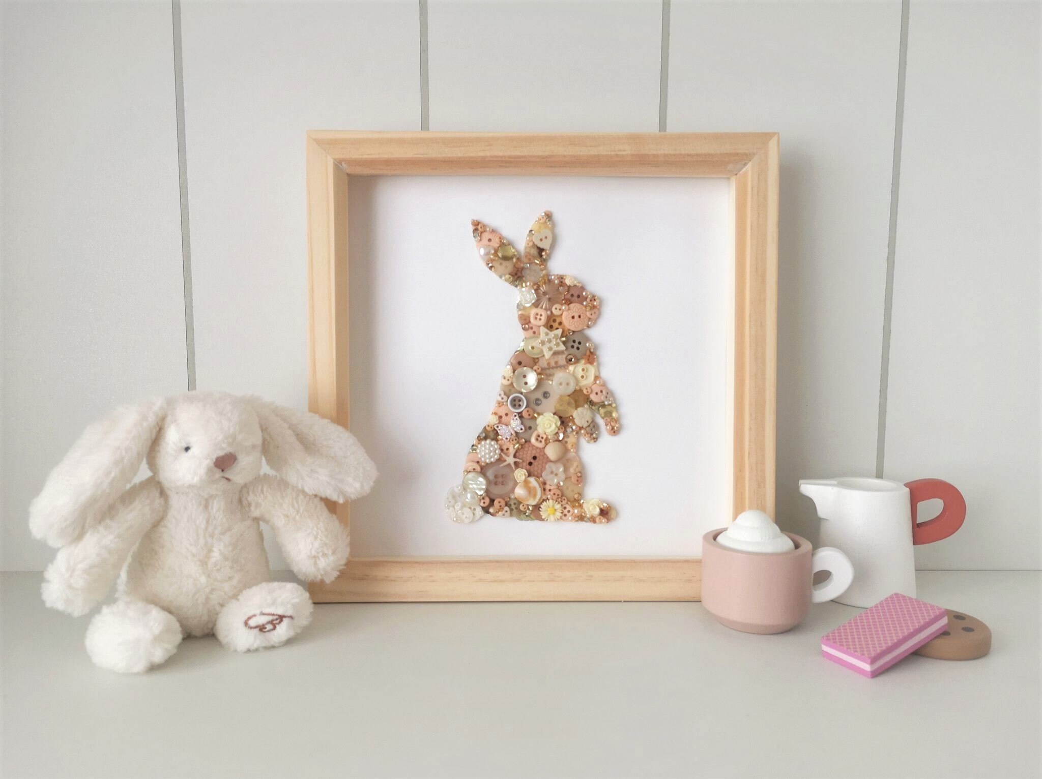 Bunny Rabbit Button Art Woodland Nursery Decor Home Decor - Etsy