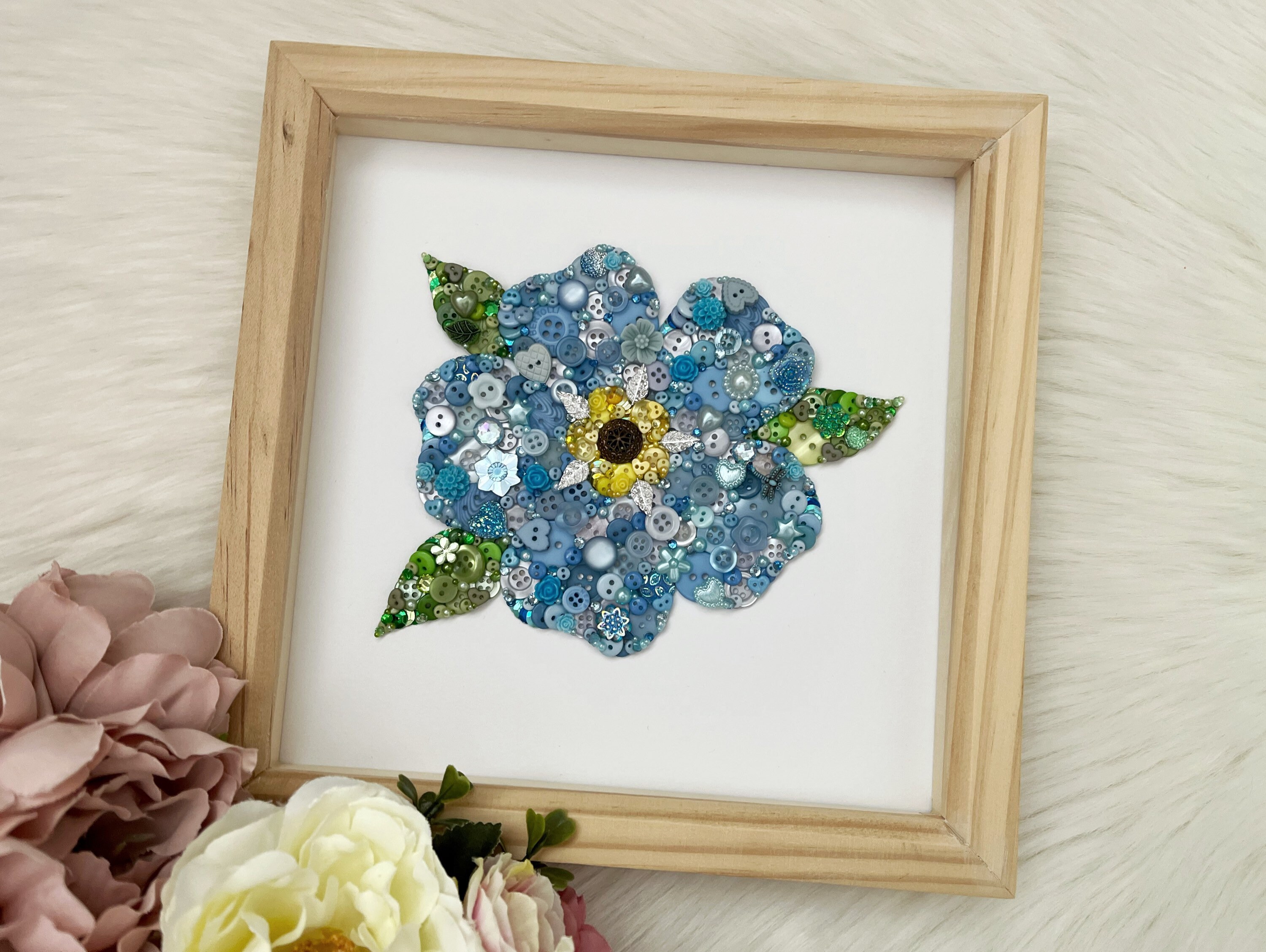 Forget-me-not Button Art Picture Personalised Gifts Home - Etsy