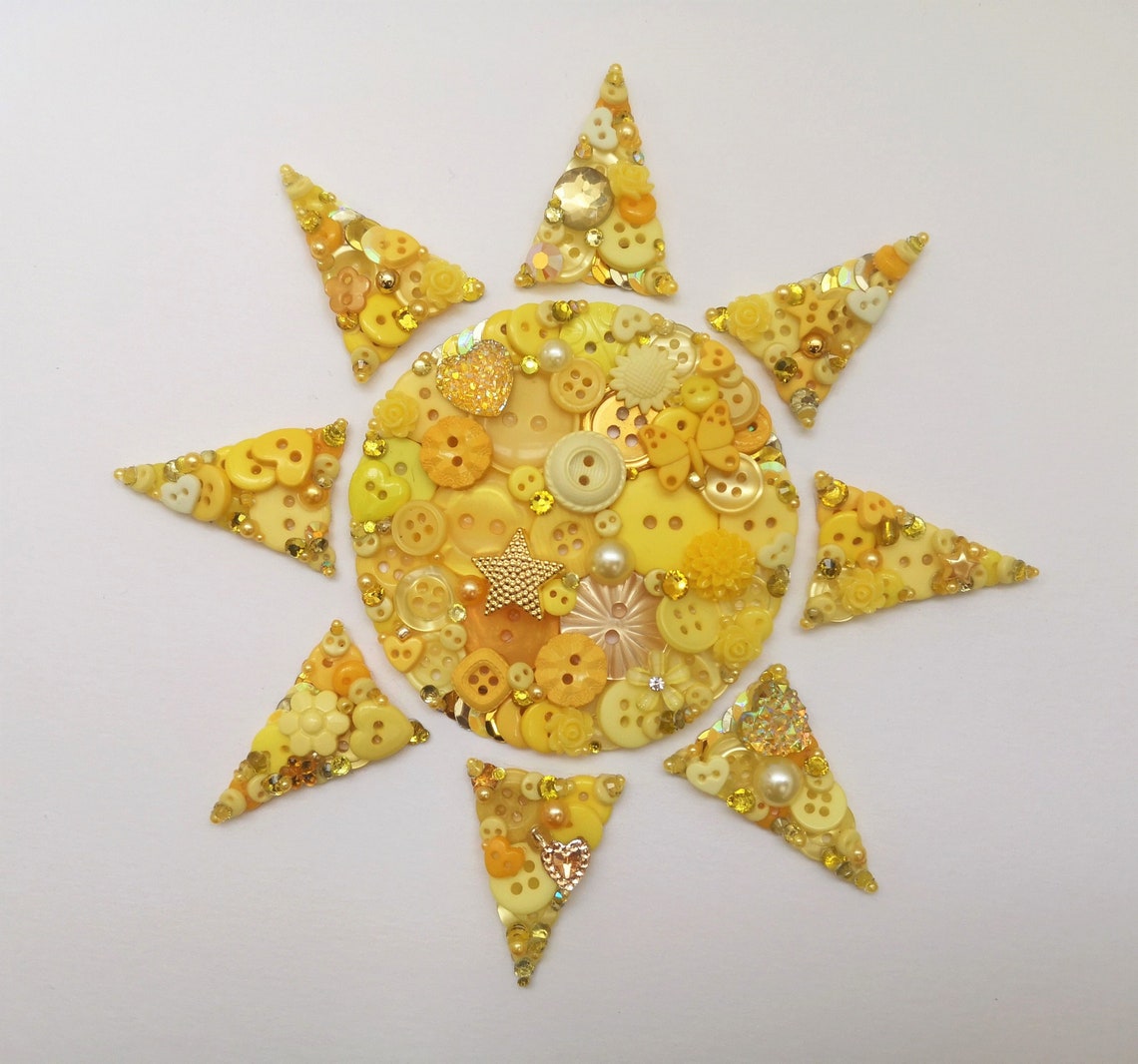 Button Art Picture Sunshine Nursery Decor Sun Art | Etsy
