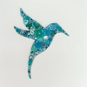 Hummingbird Button Art Picture, Home and Nursery Decor, Unique Wall Art ...