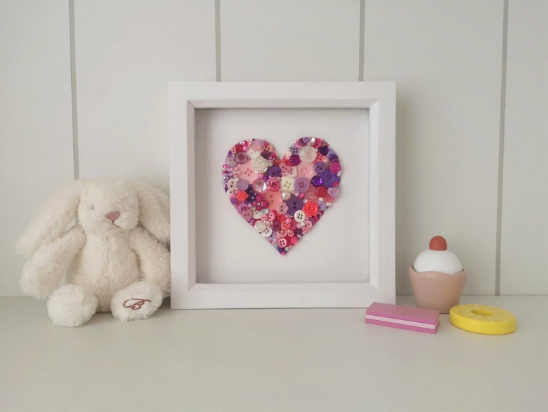 Love Heart Button Art Picture Personalised Gifts Home Decor - Etsy