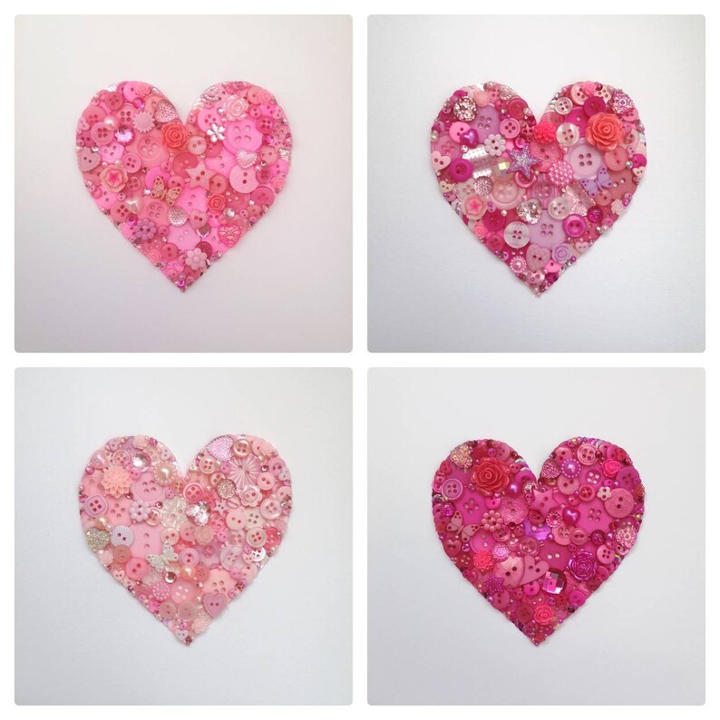 Love Heart Button Art Picture Personalised Gifts Home Decor - Etsy