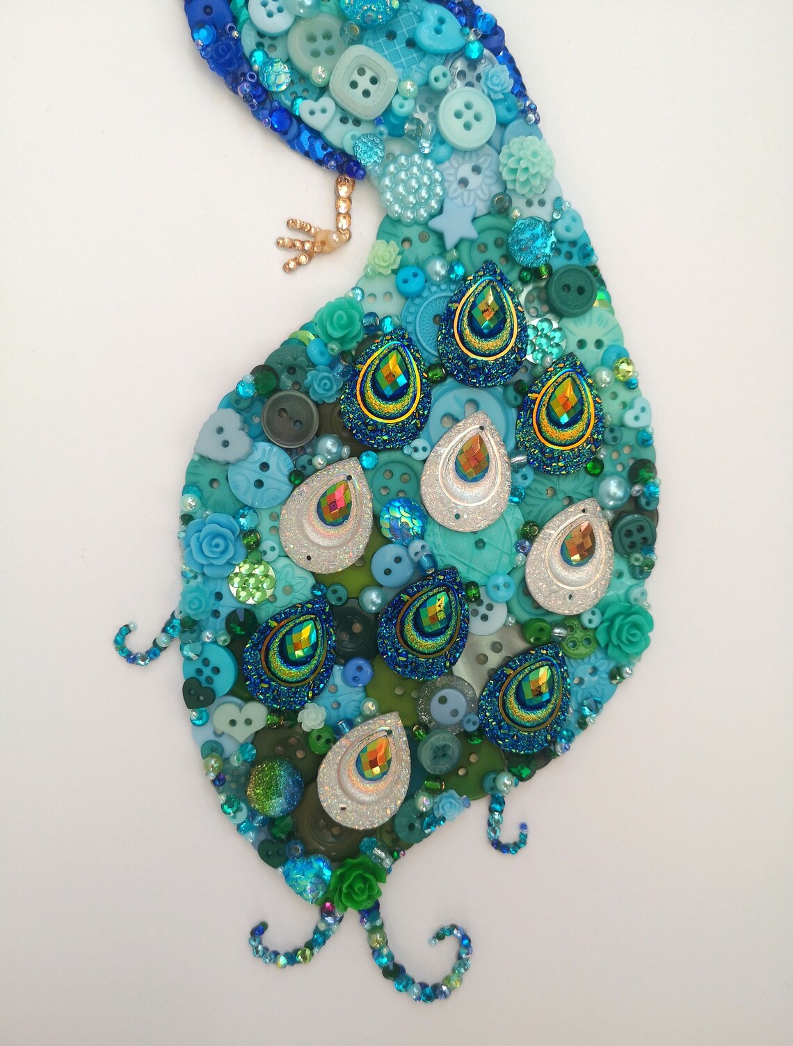 Peacock Framed Button Art Picture Home Decor Personalised | Etsy