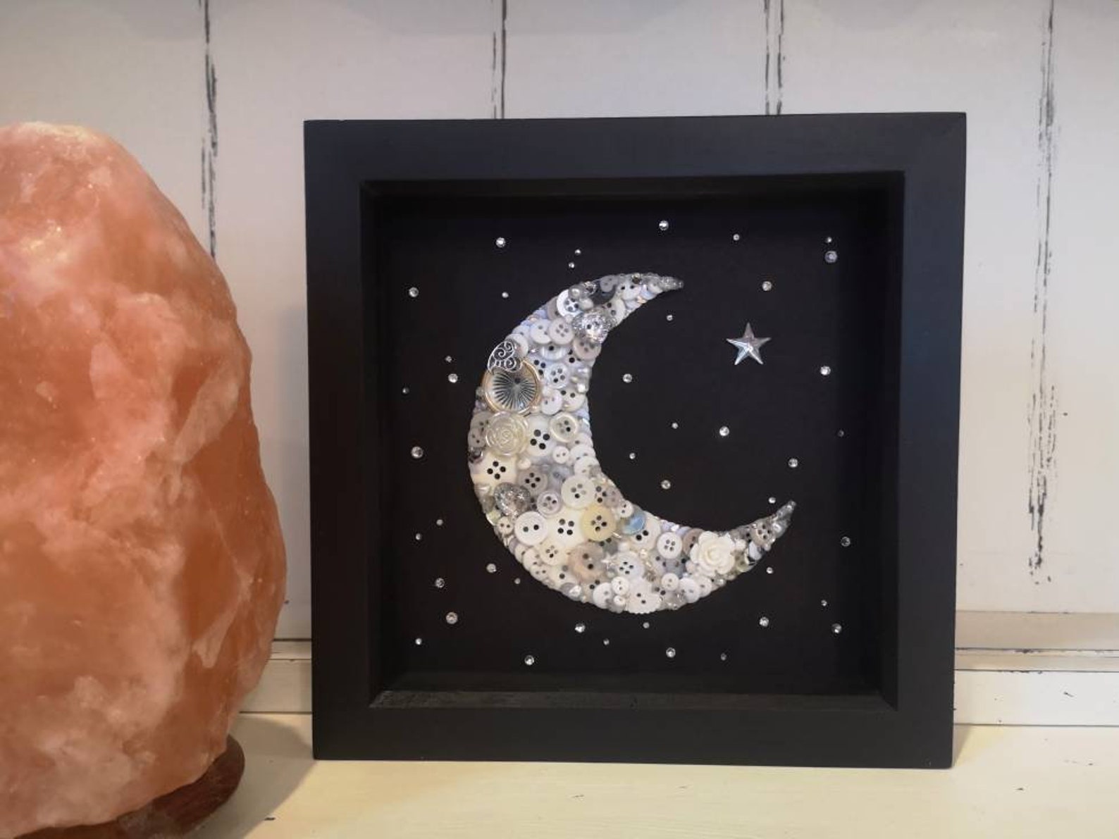 Button Moon Art Picture. Mini Button Moon Space Art | Etsy