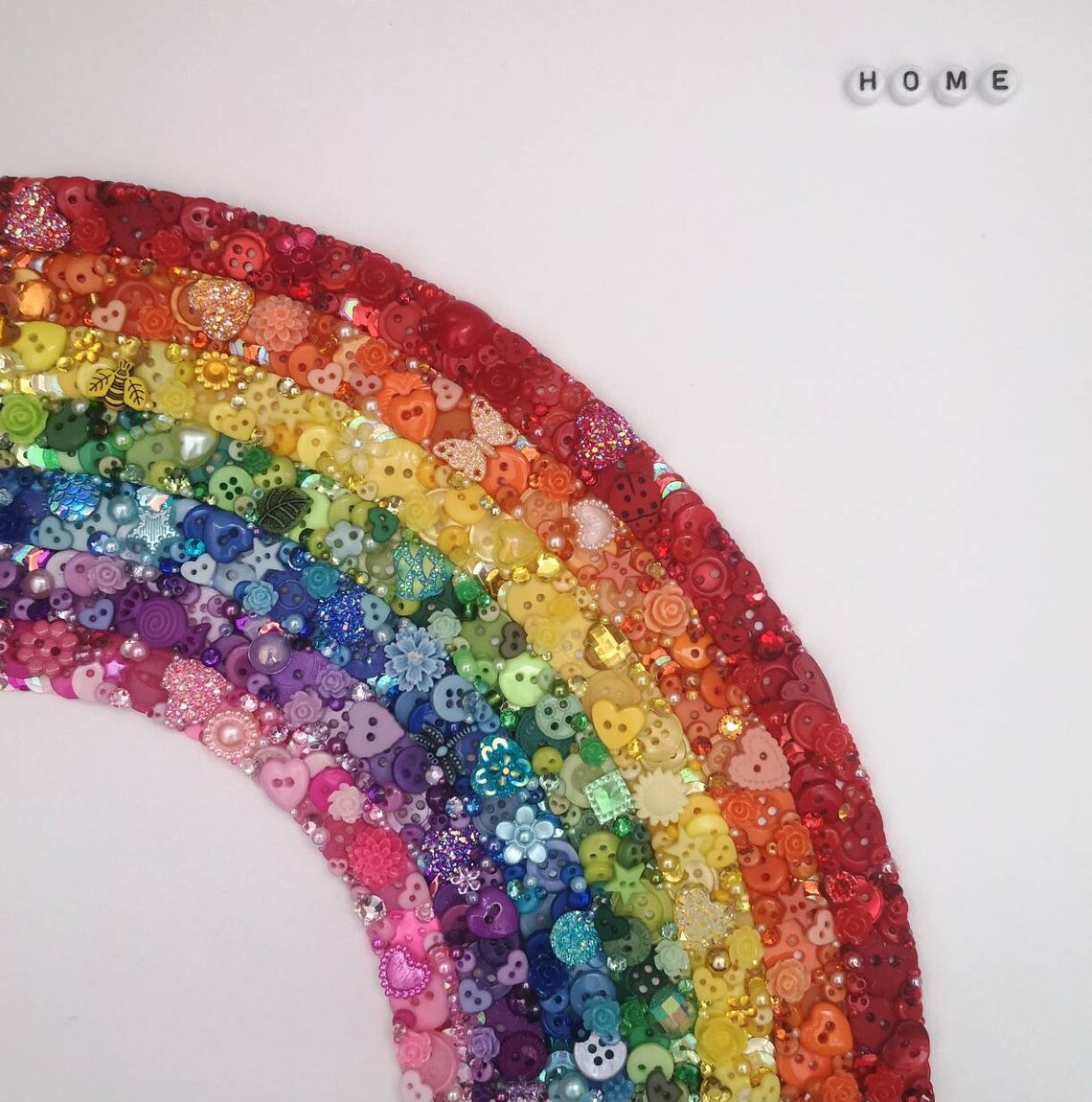 Rainbow Button Art Picture Home Decor Rainbow Nursery Decor - Etsy