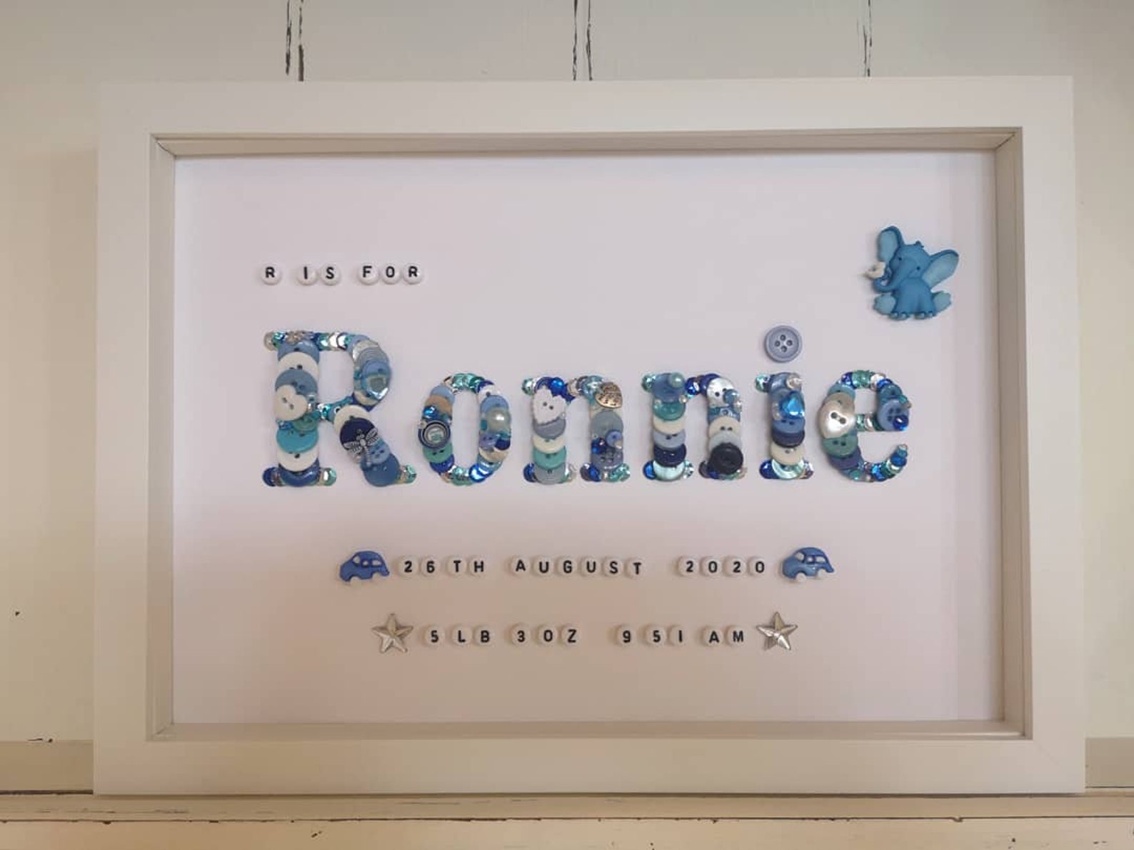 Personalised Name Frame Button Art Baby Boys Nursery Decor | Etsy
