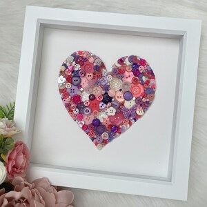 Love Heart Button Art Picture, Customisable Any Colour, Unique Wall Art ...
