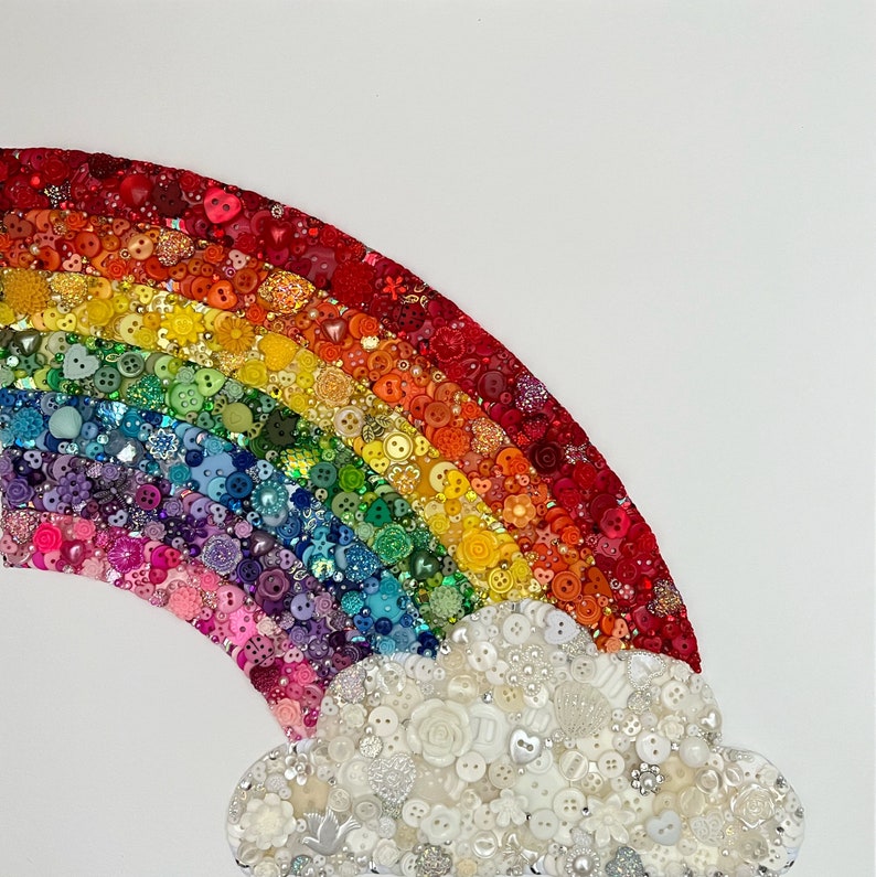 Rainbow Button Art Unique Home Decor Personalised Gift - Etsy
