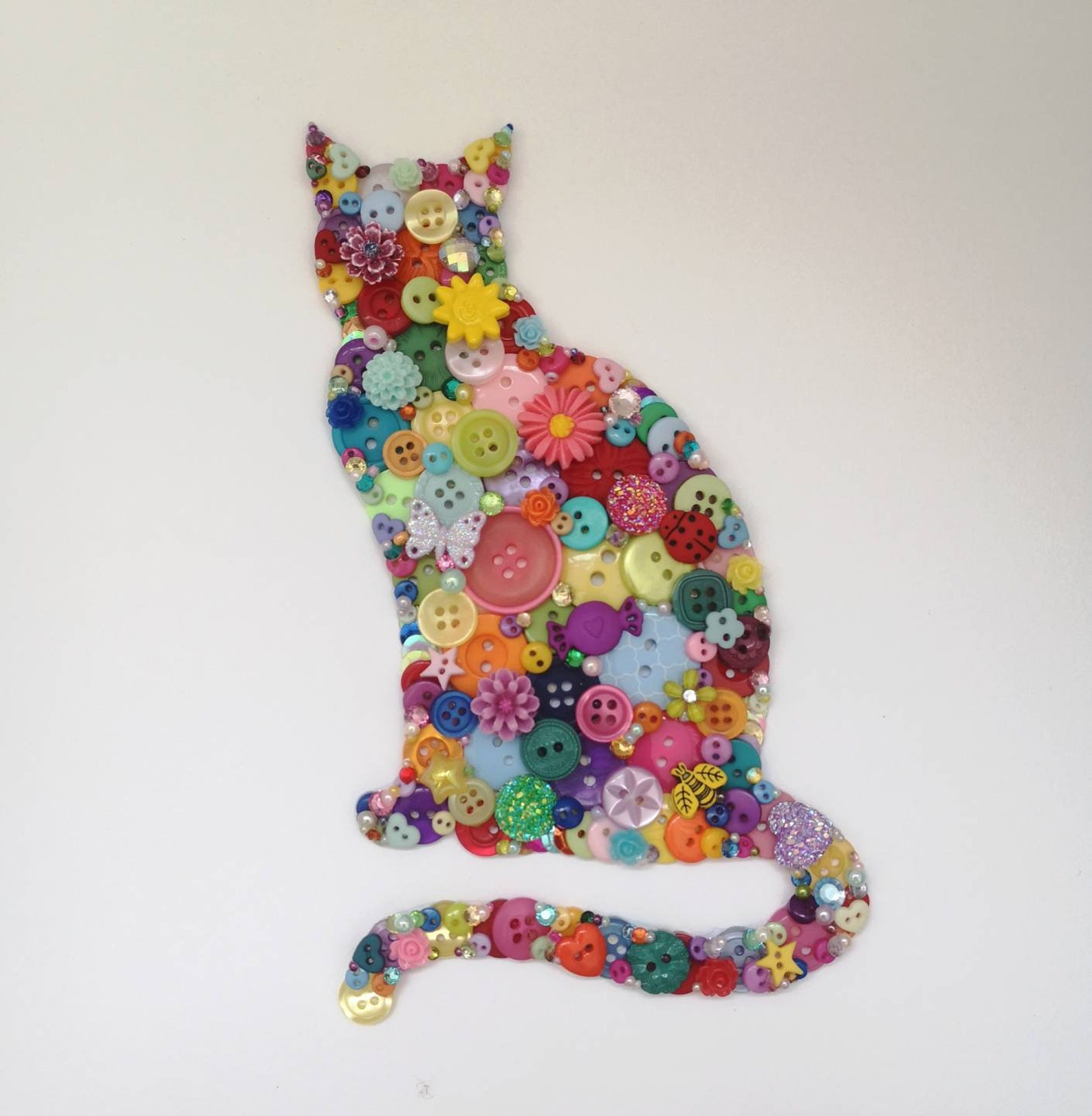 Cat Button Art Picture Unique Wall Art Home Decor Cat Lover - Etsy