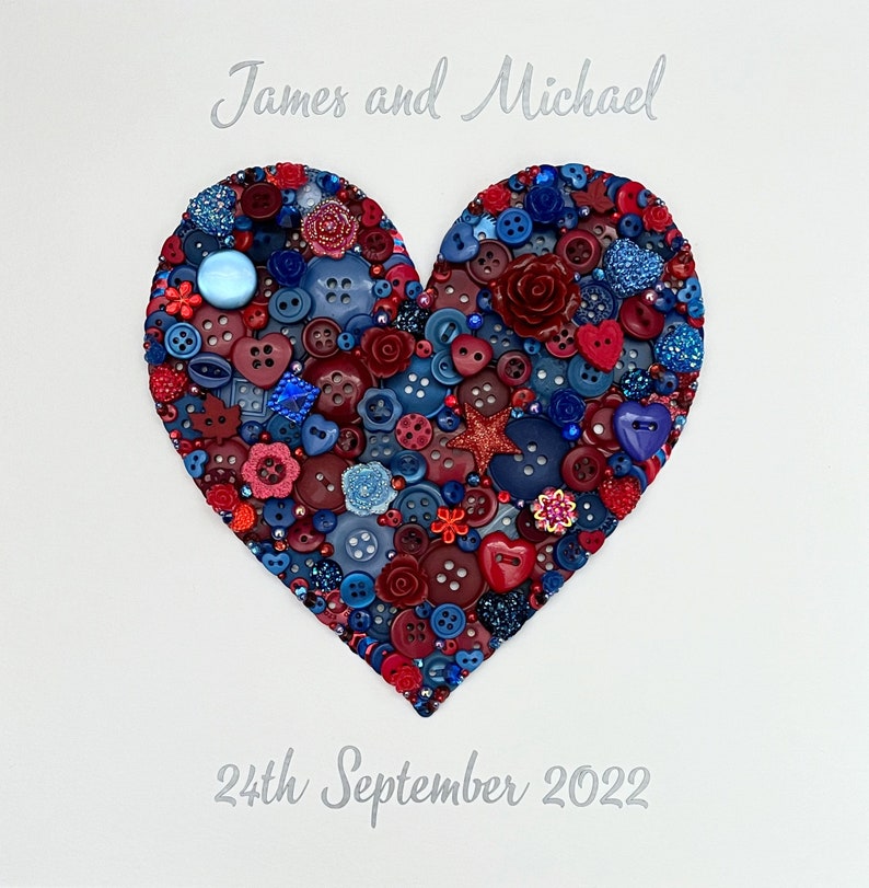 Love Heart Button Art Wedding Picture Personalised Wedding - Etsy