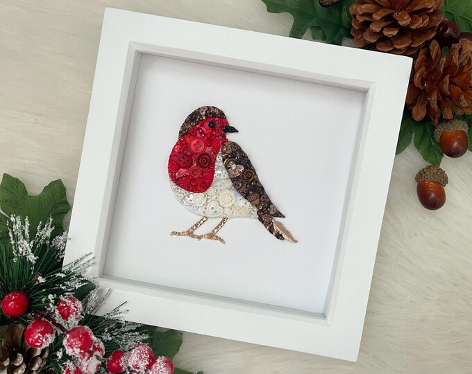 Button Art Robin Picture Robin Gifts Home Decor Gifts for - Etsy