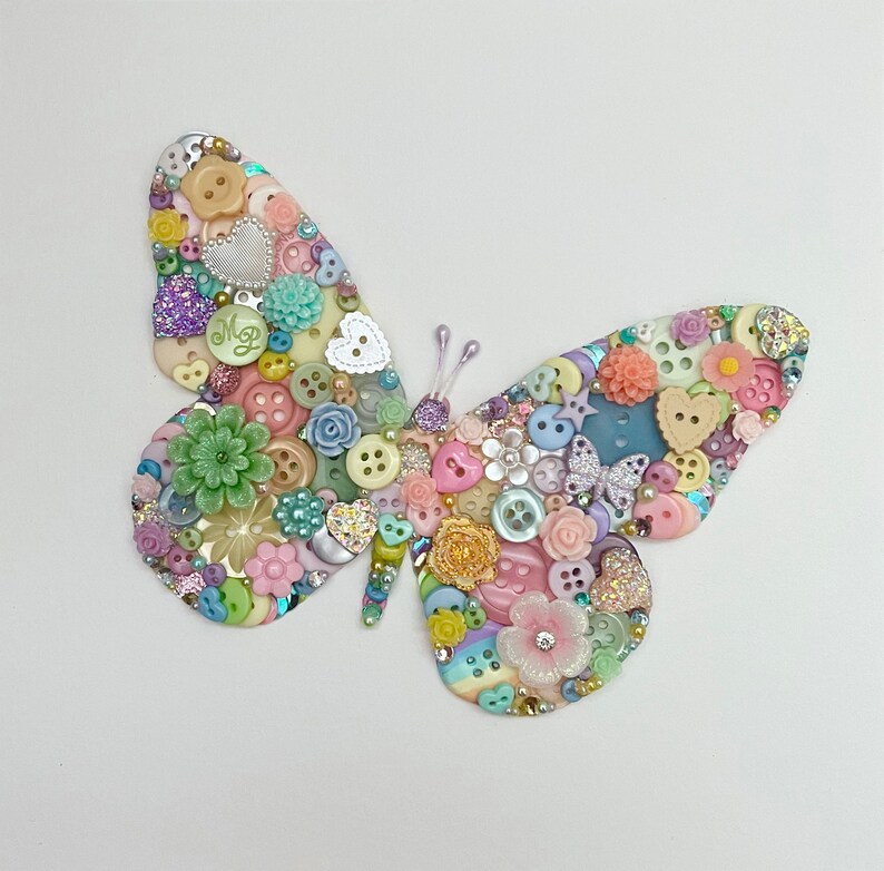 Butterfly Button Art Picture Home and Nursery Decor Girls - Etsy