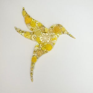 Hummingbird Button Art Picture, Home and Nursery Decor, Unique Wall Art ...