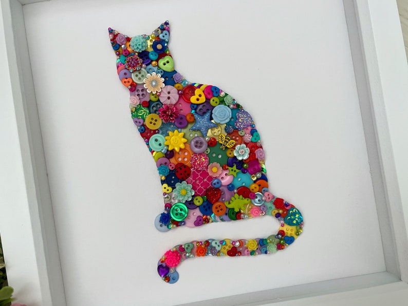 Cat Button Art Picture Unique Wall Art Home Decor Cat Lover - Etsy