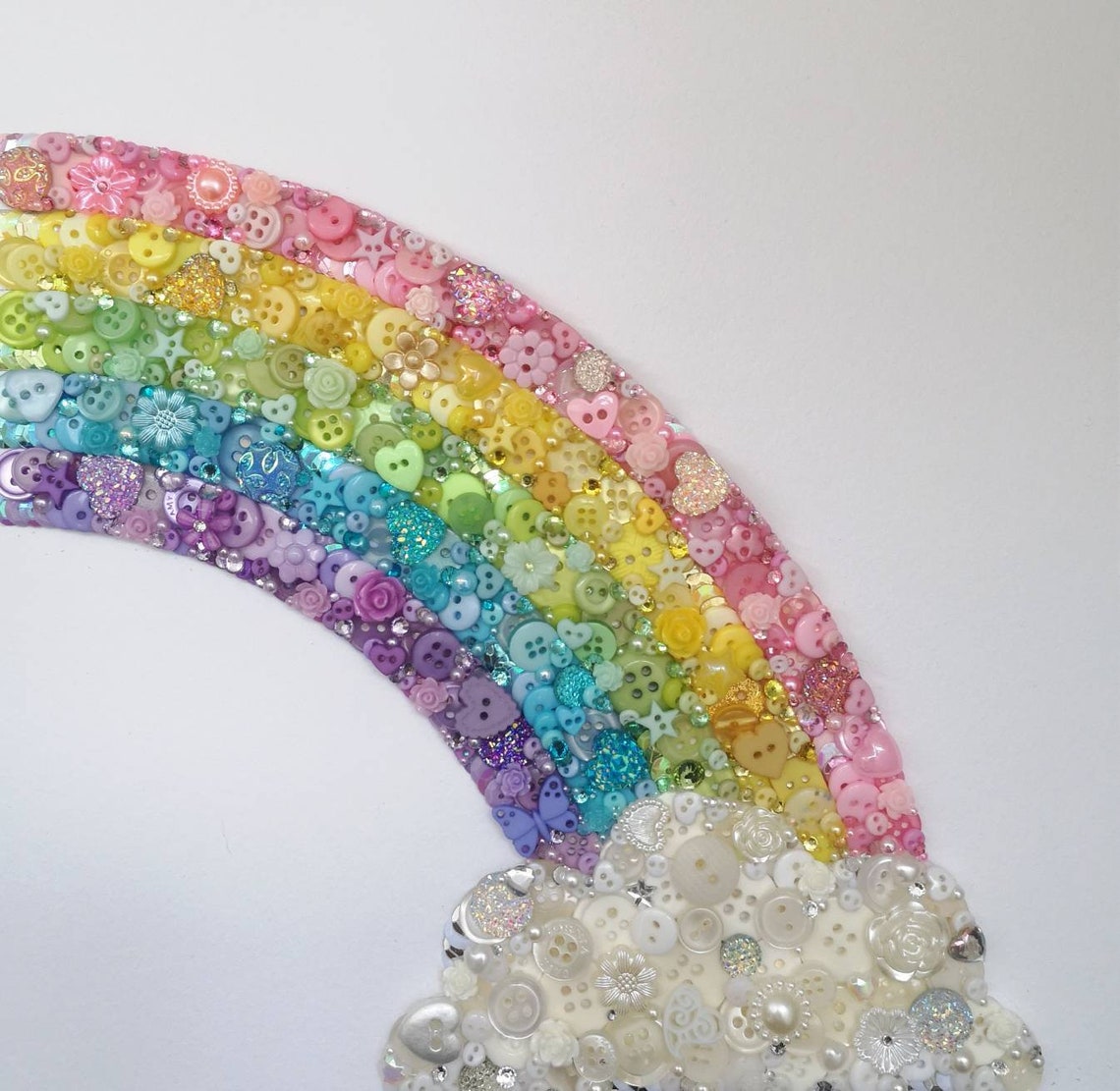 Button Art Picture Rainbow Art Home Decor Pastel Rainbow - Etsy