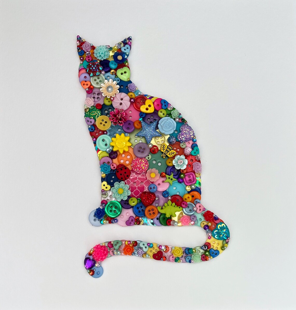 Cat Button Art Picture Unique Wall Art Home Decor Cat Lover - Etsy