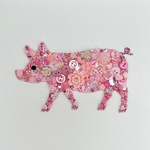 Piglet Button Art Picture, Home Decor, Nursery Decor, Pig Gifts for Her ...