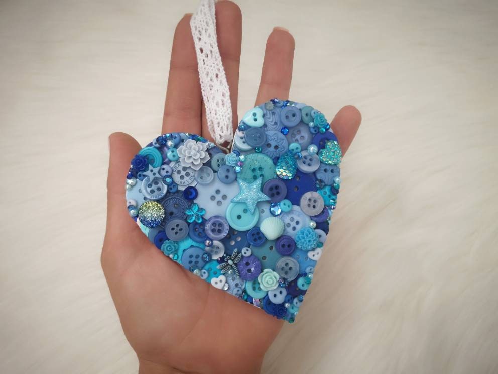 Hanging Button Art Heart Home Decor Nursery Decor Door - Etsy