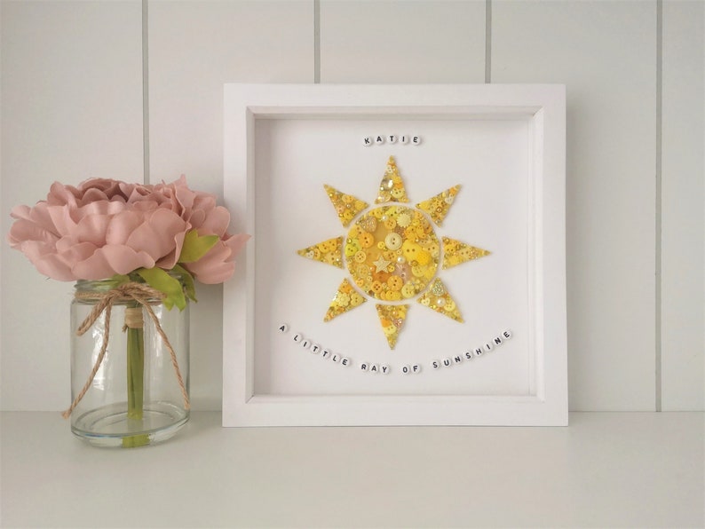 Button Art Picture Sunshine Nursery Decor Sun Art | Etsy