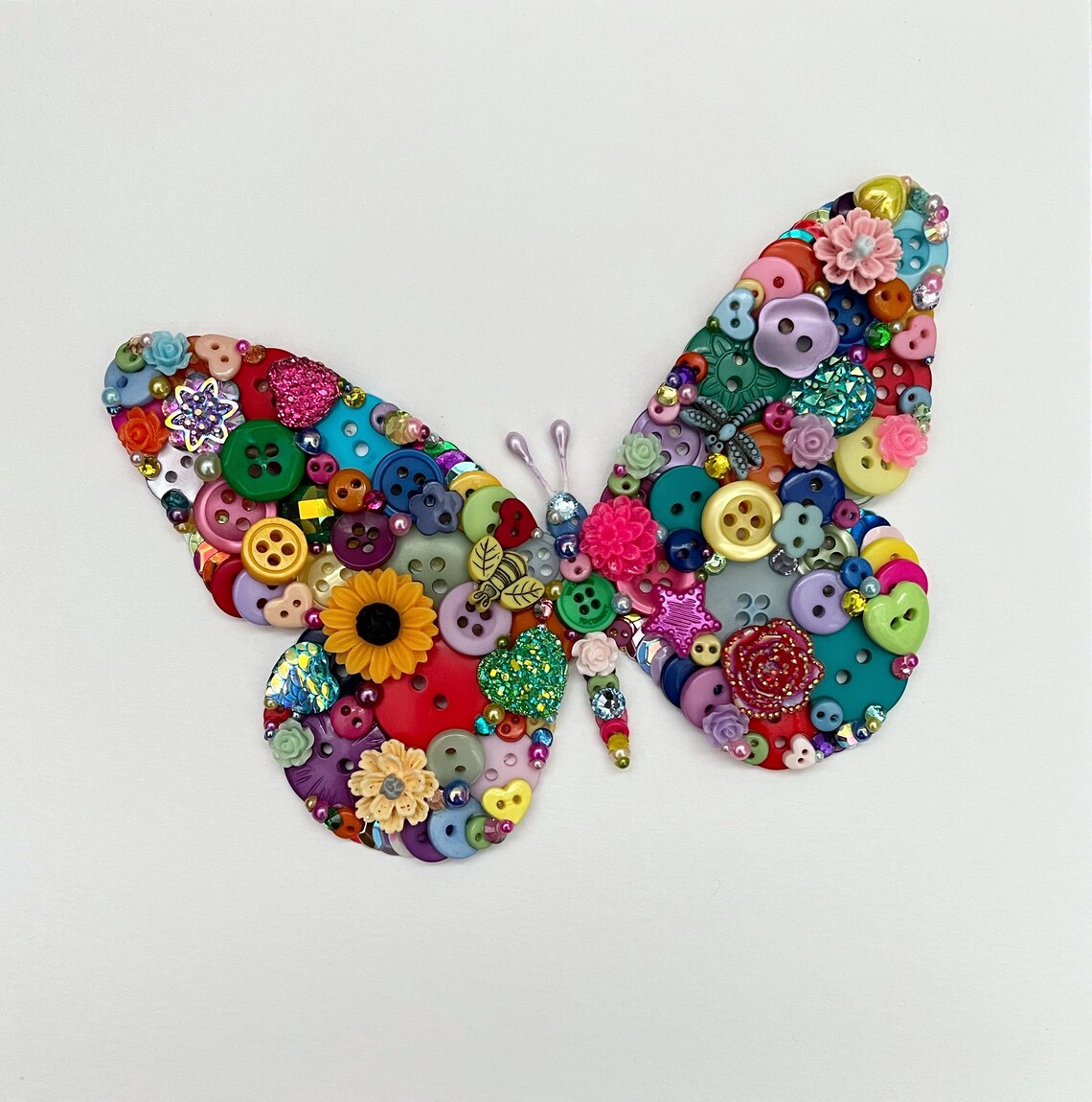 Butterfly Button Art Picture Home and Nursery Decor Girls - Etsy