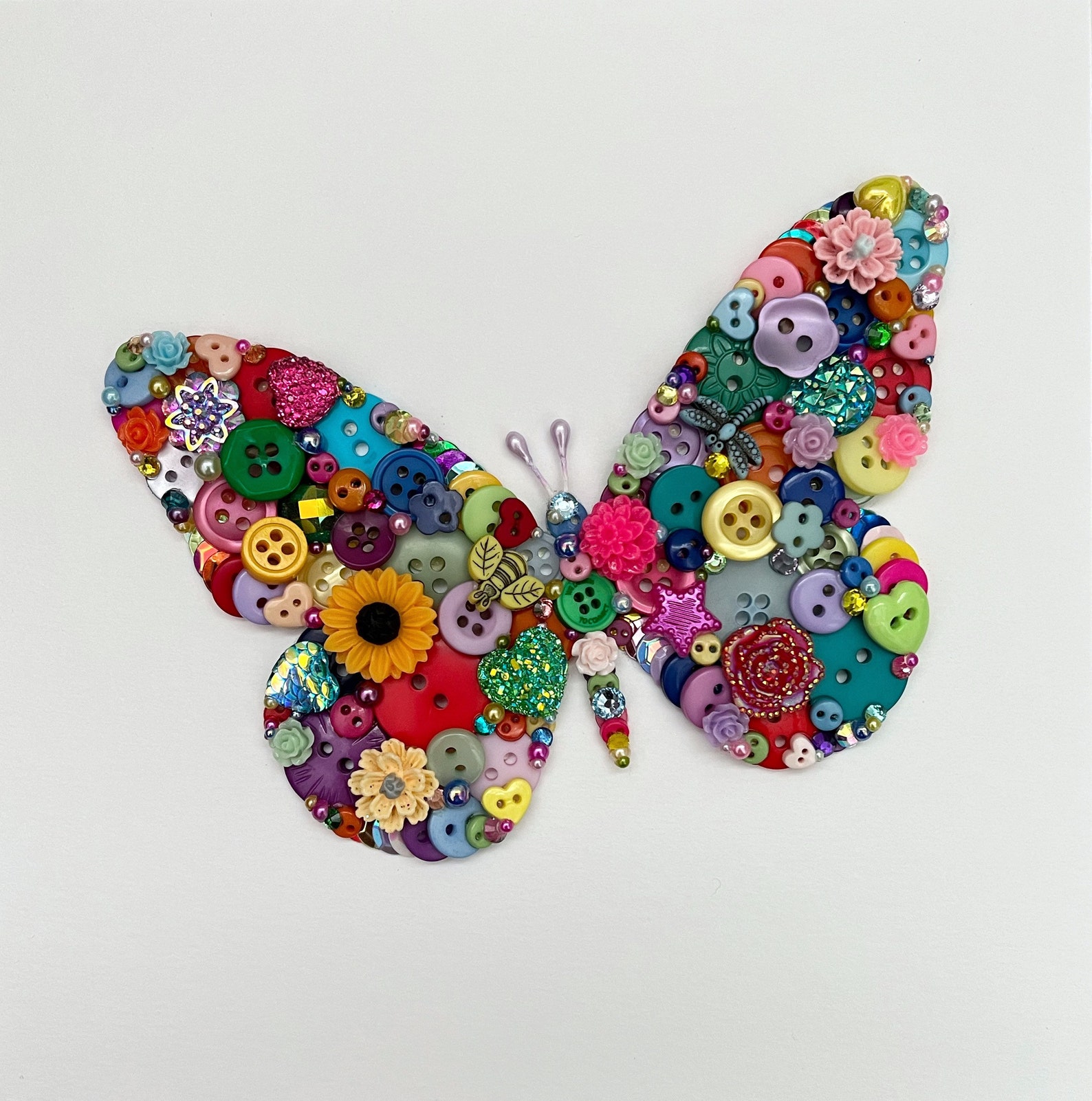 Butterfly Button Art Picture Home and Nursery Decor Girls - Etsy