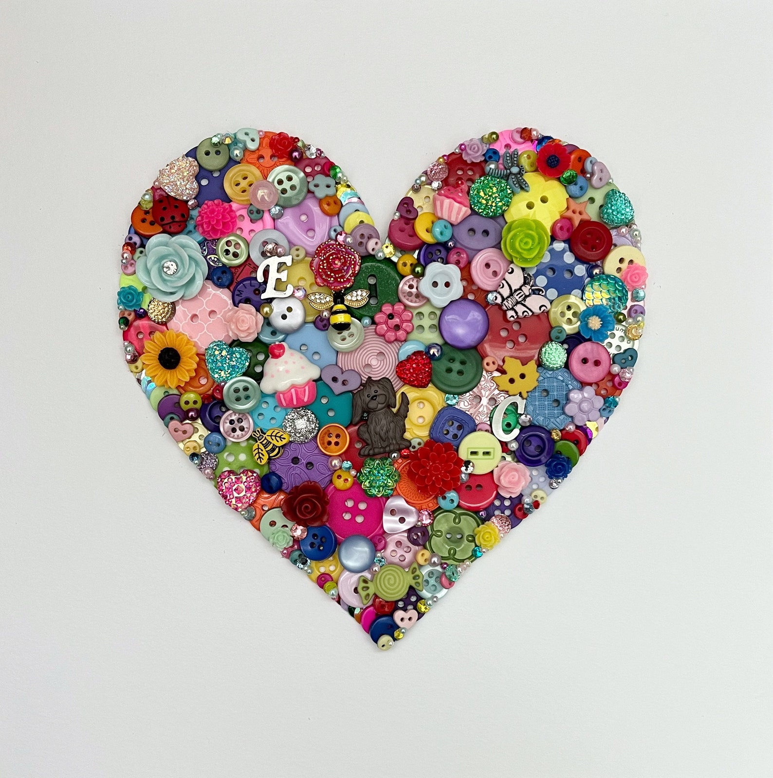 Love Heart Button Art Picture Customisable Any Colour Unique - Etsy UK