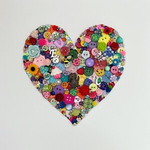 Rainbow Love Heart Button Art Picture, Unique Wall Art, Home Decor ...