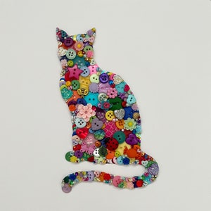 Cat Button Art Picture, Unique Wall Art, Home Decor, Cat Lover Gift ...