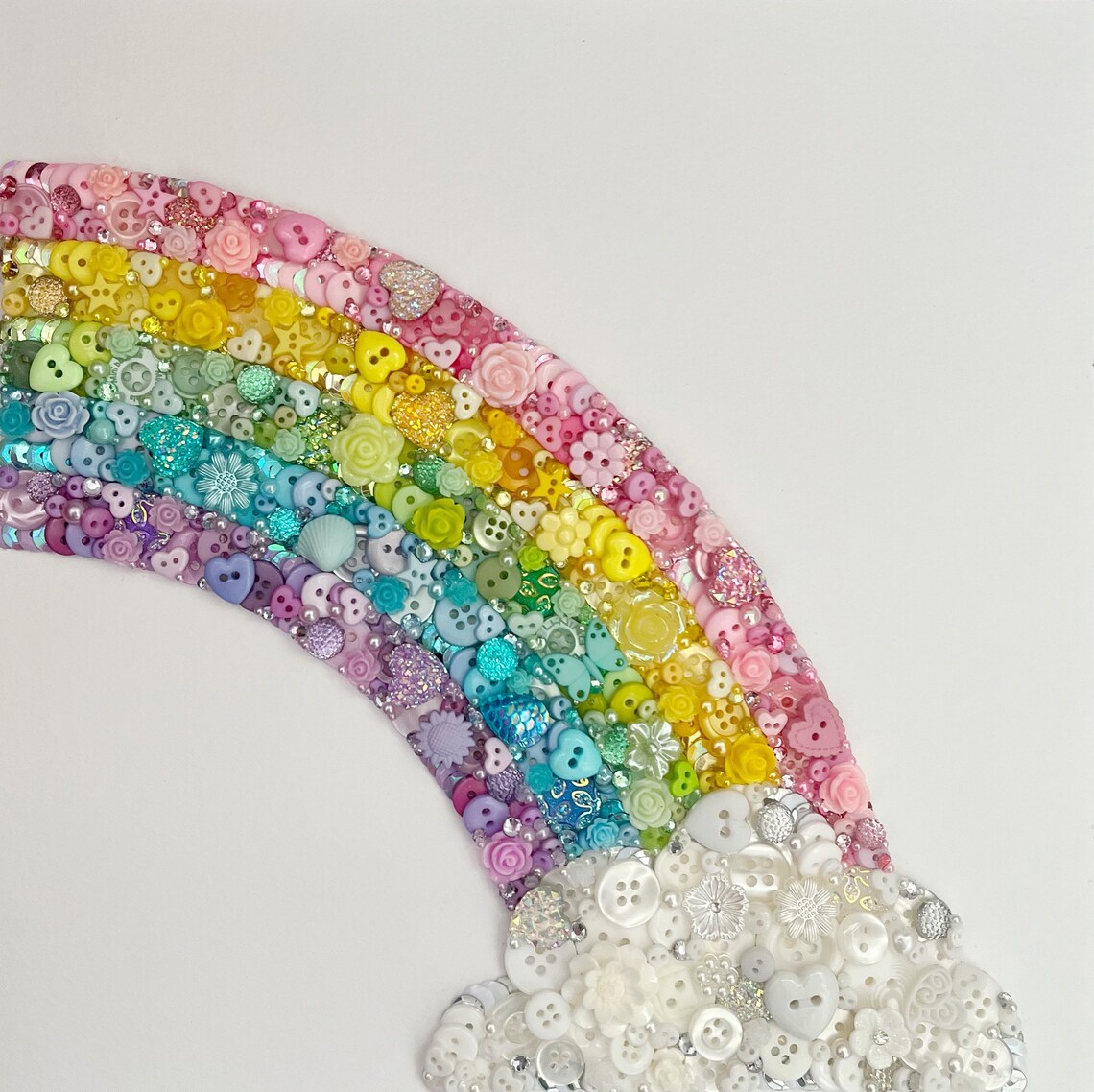Button Art Picture Rainbow Art Home Decor Pastel Rainbow - Etsy