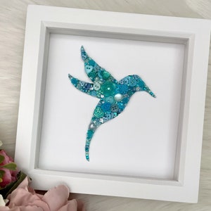 Hummingbird Button Art Picture, Home and Nursery Decor, Unique Wall Art ...