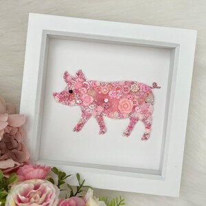 Piglet Button Art Picture, Home Decor, Nursery Decor, Pig Gifts for Her ...