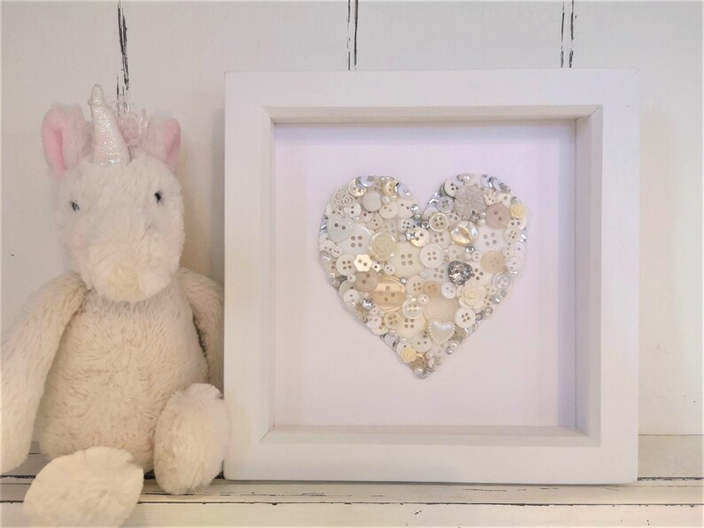Love Heart Button Art Picture Personalised Gifts Home Decor - Etsy
