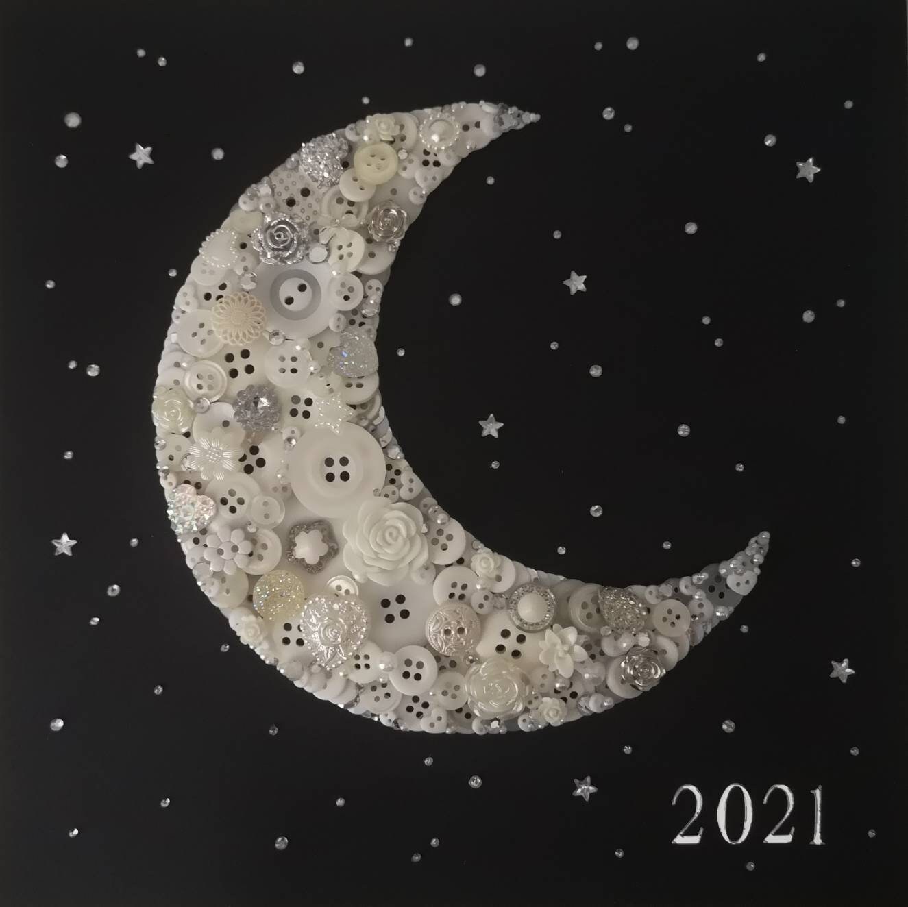 Button Art Moon Picture Celestial Home Decor Moon Gifts - Etsy UK