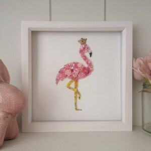 Flamingo Art, Button Art Picture, Home Decor, Nursery Decor ...
