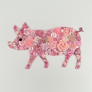 Piglet Button Art Picture, Home Decor, Nursery Decor, Pig Gifts for Her ...