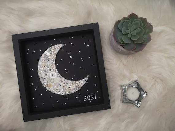 Button Art Moon Picture Celestial Home Decor Moon Gifts - Etsy UK