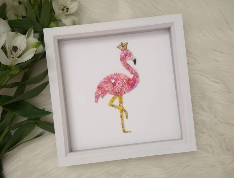 Flamingo Art Button Art Picture Home Decor Nursery Decor - Etsy