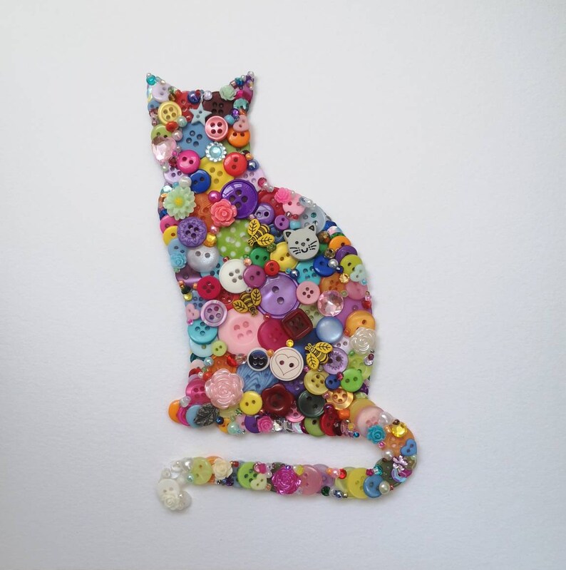 Cat Button Art Picture Unique Wall Art Home Decor Cat Lover - Etsy