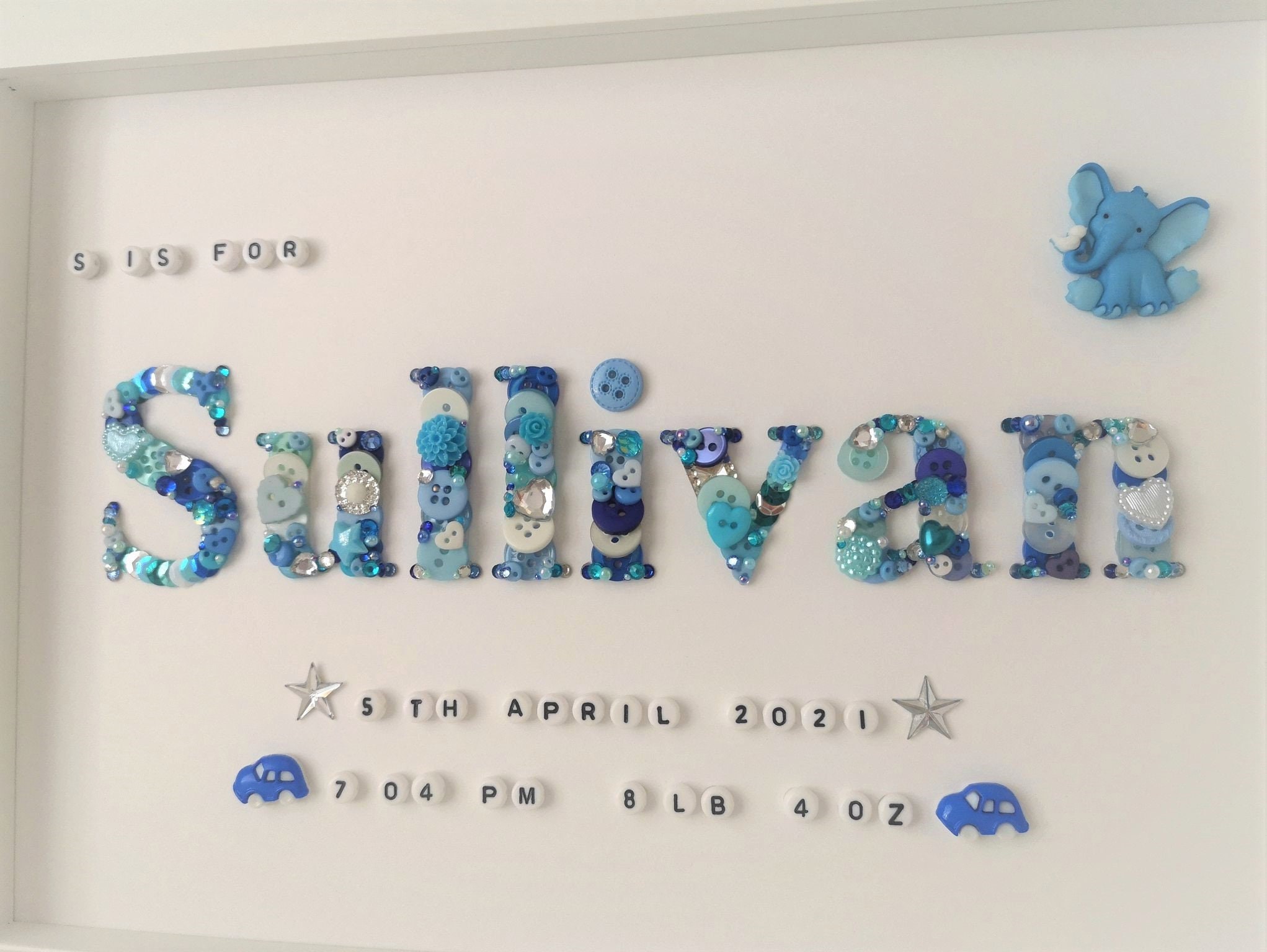 Personalised Name Frame Button Art Baby Boys Nursery Decor | Etsy