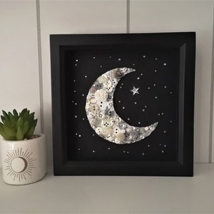 Button Moon Art Picture. Mini Button Moon, Space Art, Personalised ...