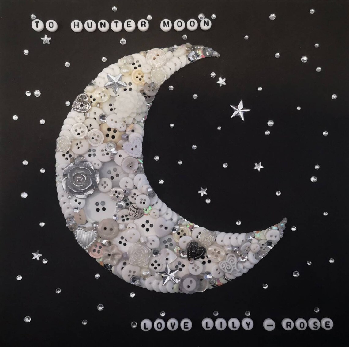 Button Art Moon Picture. Personalised Gifts Home Decor | Etsy
