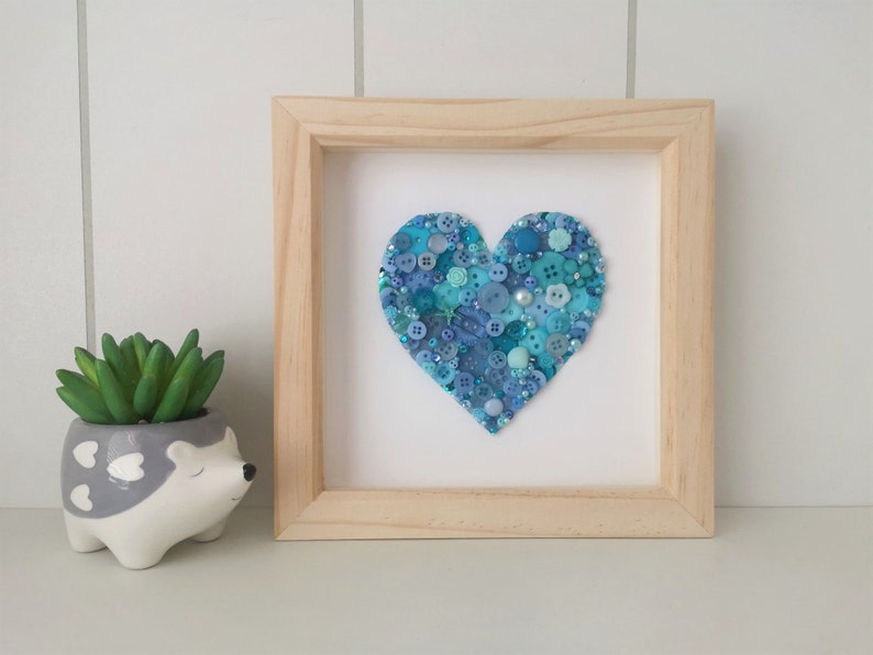Love Heart Button Art Picture Personalised Gifts Home Decor - Etsy