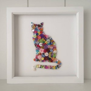 Cat Button Art Picture Unique Wall Art Home Decor Cat Lover - Etsy