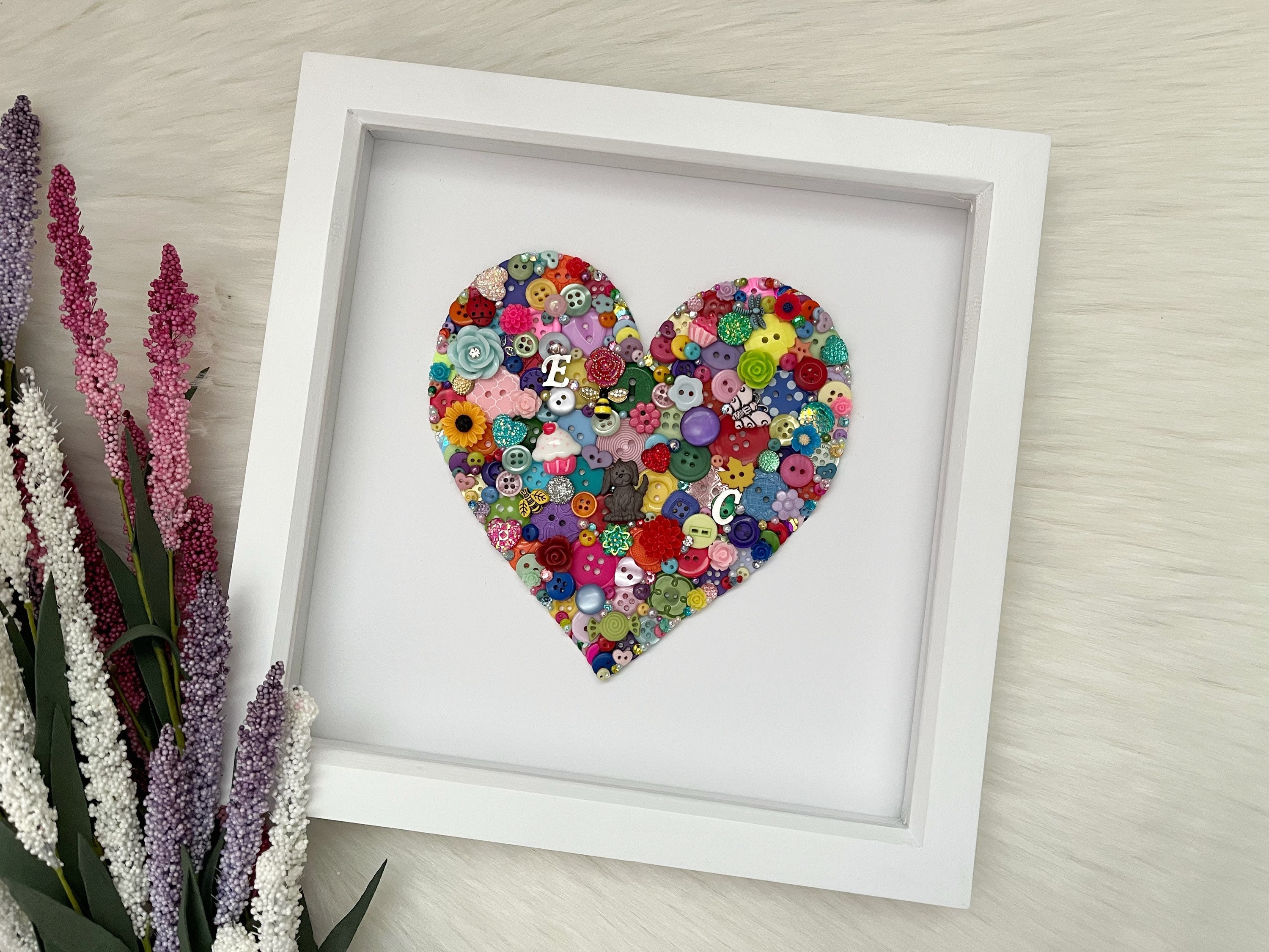 Love Heart Button Art Picture Customisable Any Colour Unique - Etsy UK