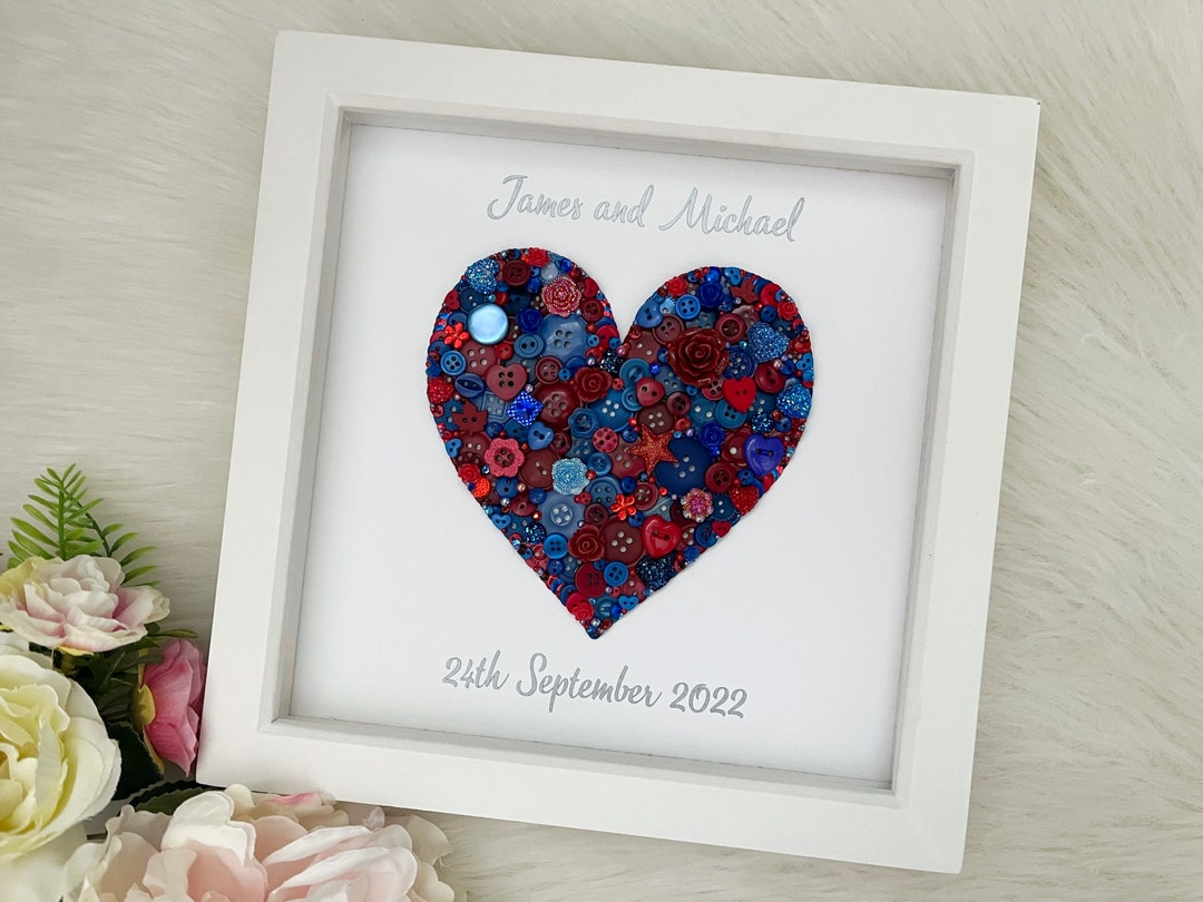 Love Heart Button Art Wedding Picture Personalised Wedding - Etsy