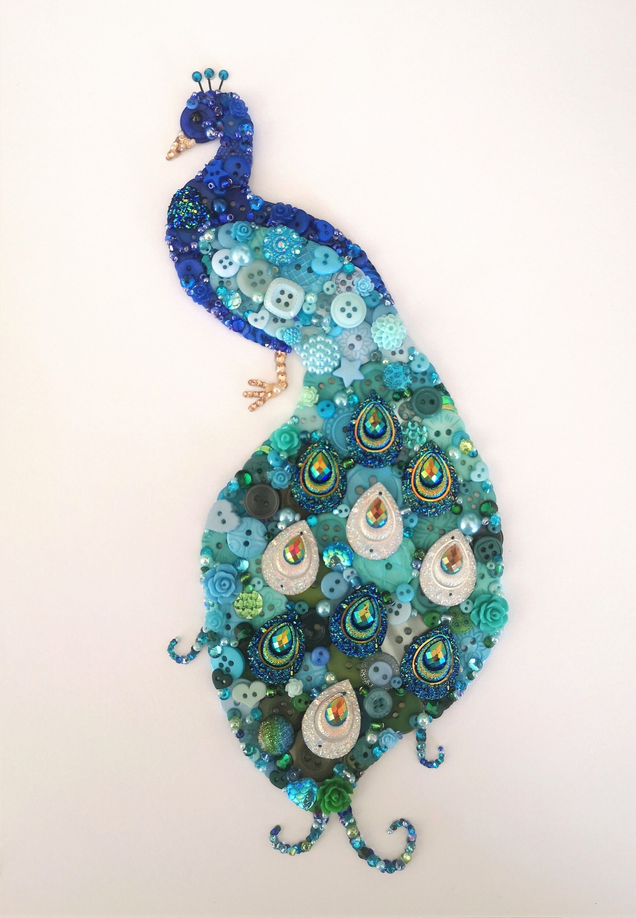 Peacock Framed Button Art Picture Home Decor Personalised | Etsy