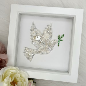 Dove Button Art Picture, Home Decor, Memorial Art, Unique Bespoke Wall ...