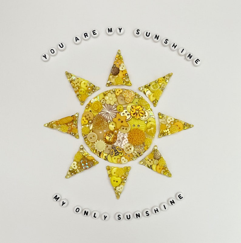 Button Art Picture Sunshine Nursery Decor Sun Art - Etsy